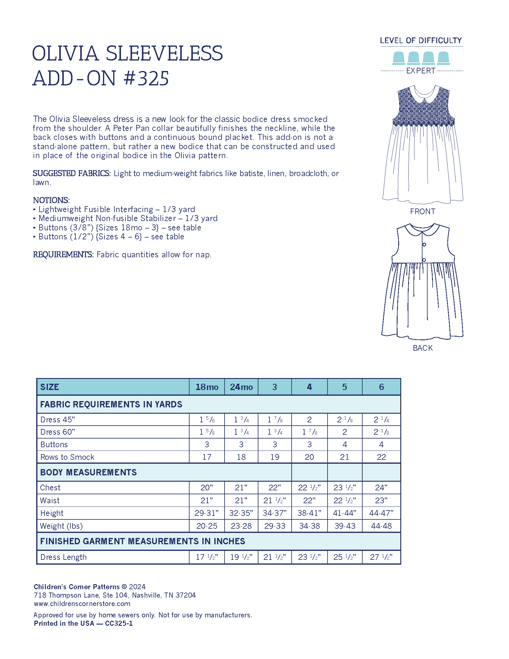 Olivia Sleeveless Add-on - Digital Download | Children's Corner ...